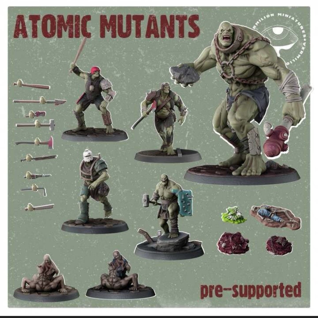 Atomic Mutants by Vermilion Miniatures. 3D Printed Abs Like Resin, UV ...