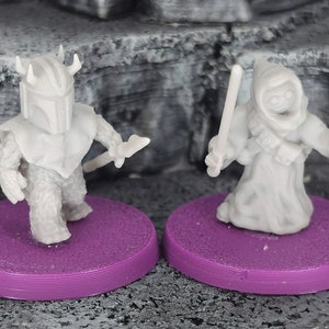 Mando Ewok and Jawa Jedi/sith With Bases. 3d Printed, Resin Abs Like UV ...