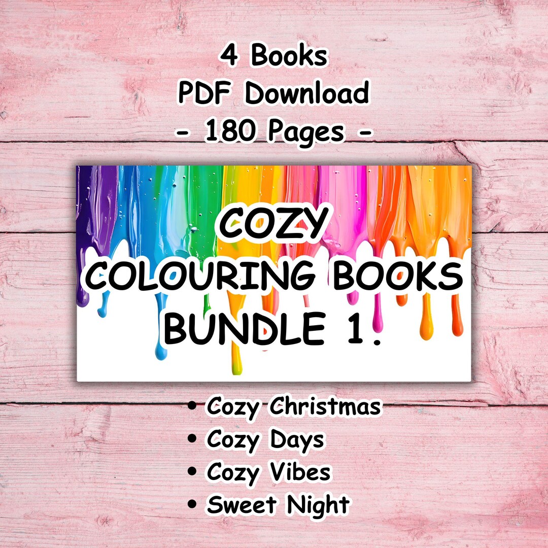 Cozy Colouring Book Bundle 1, 180 Digital Coloring Pages, PDF Download ...