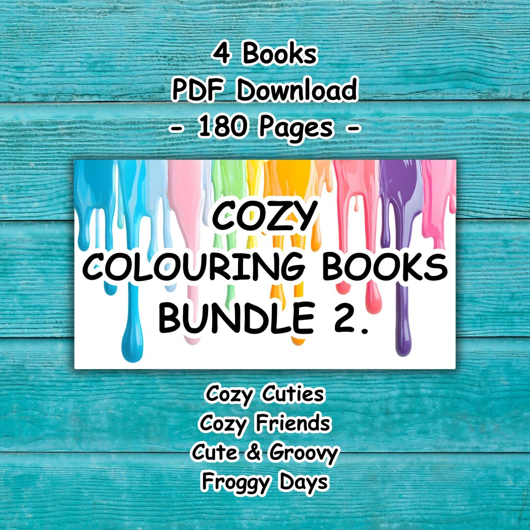Cozy Colouring Book Bundle 2, 180 Digital Coloring Pages, PDF Download ...