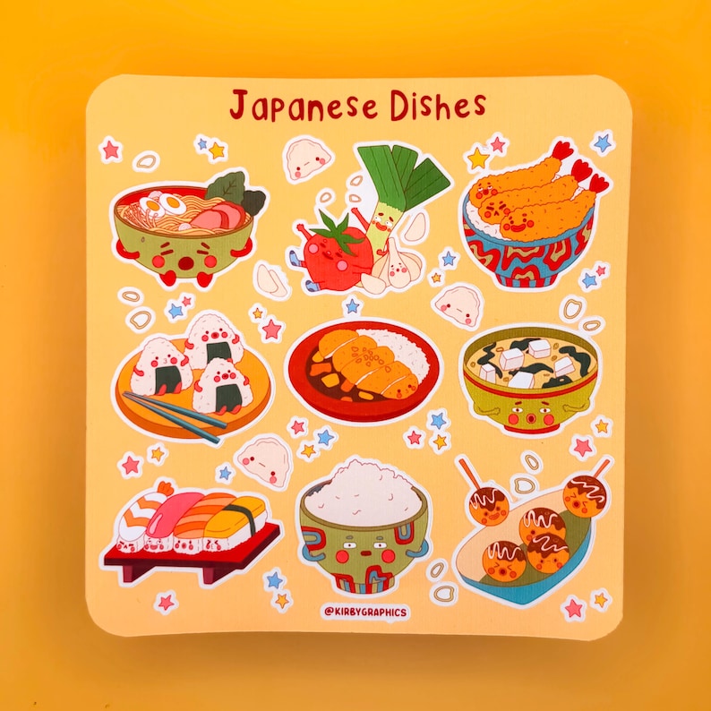 Japanese Food Dishes Sticker Sheet - Etsy
