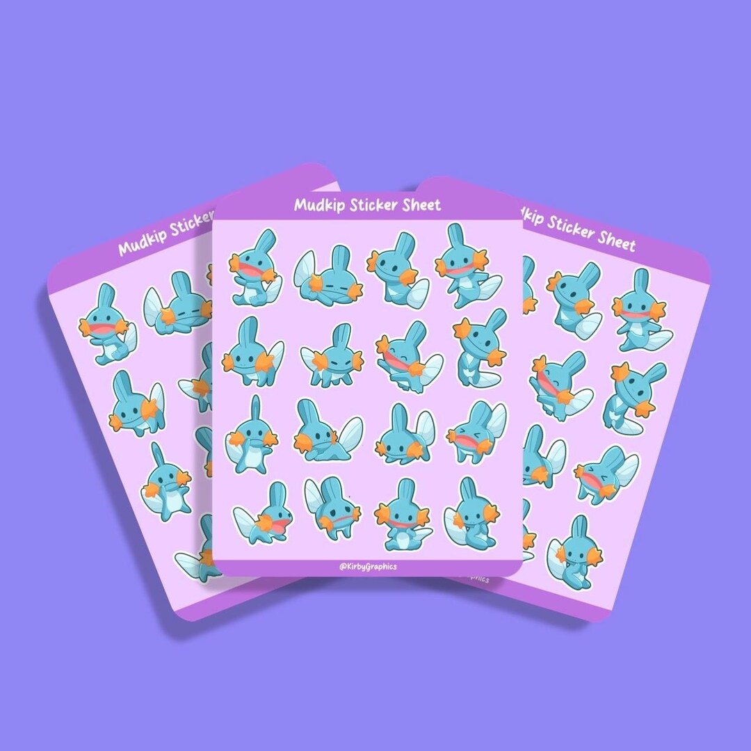 Poke Pocket Monster Mudkip Sticker Sheet - Etsy