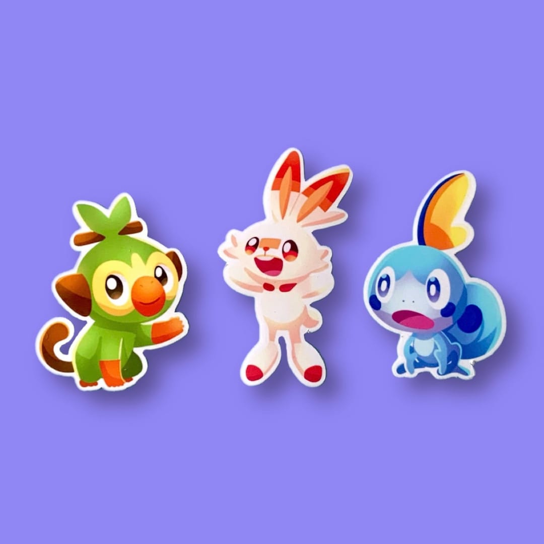 Pocket Poke Monster Gen 8 Sword and Sheild Starters Stickers - Etsy