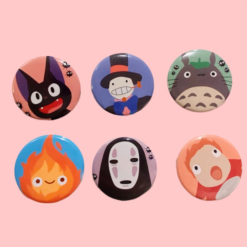 Ghibli Inspired Button Pin Badges 44mm - Etsy
