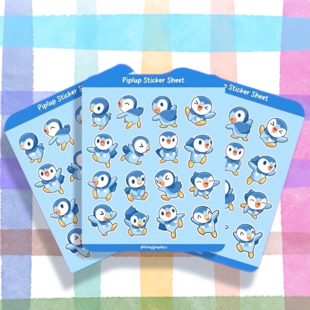 Poke Pocket Monster Piplup Sticker Sheet - Etsy