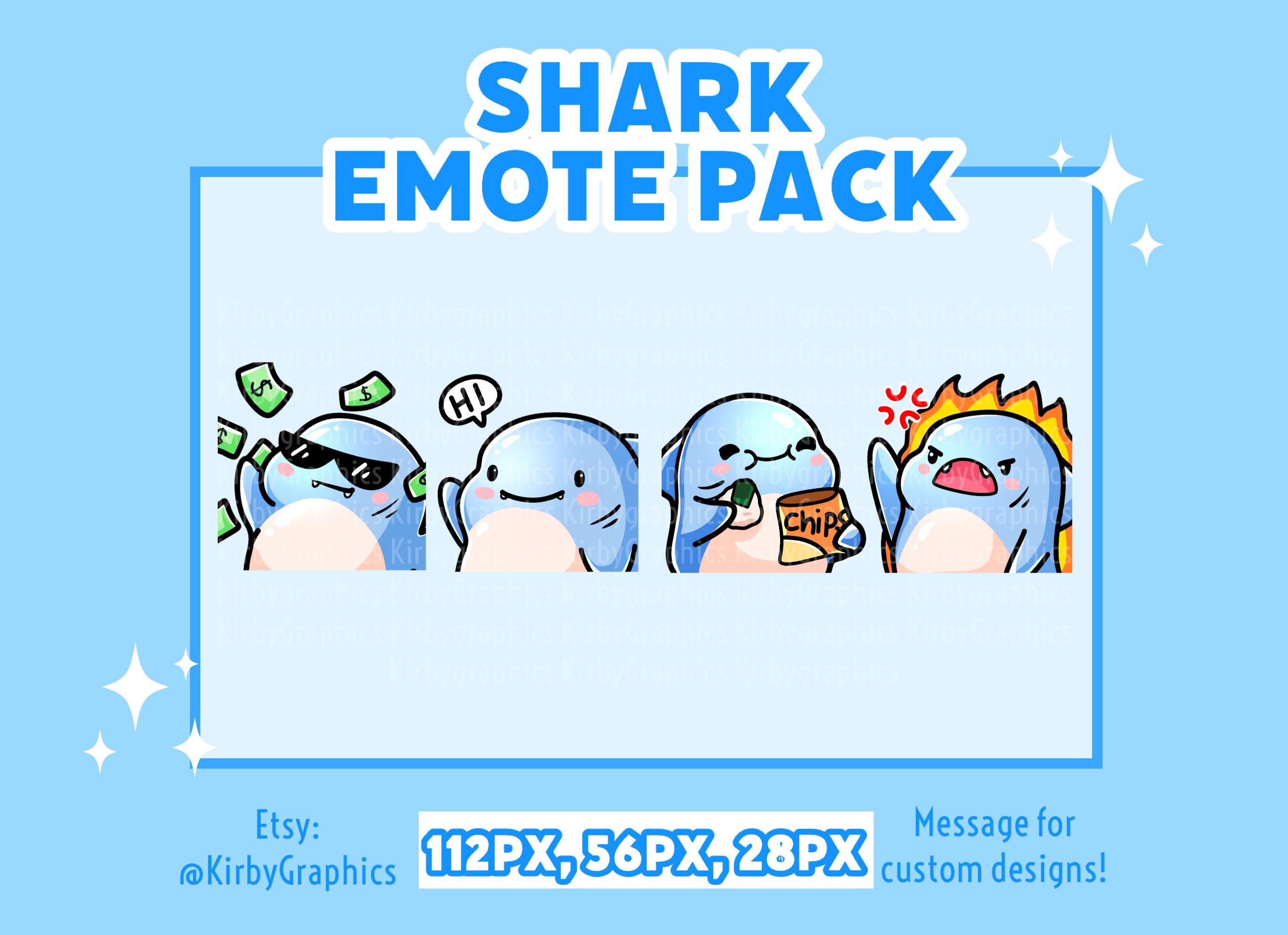 Cute Shark Emote Pack for Twitch Streaming - Etsy
