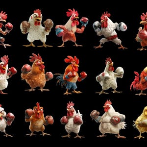 Funny Chicken Clipart Printable Collection Hilarious Boxing Hen Images ...