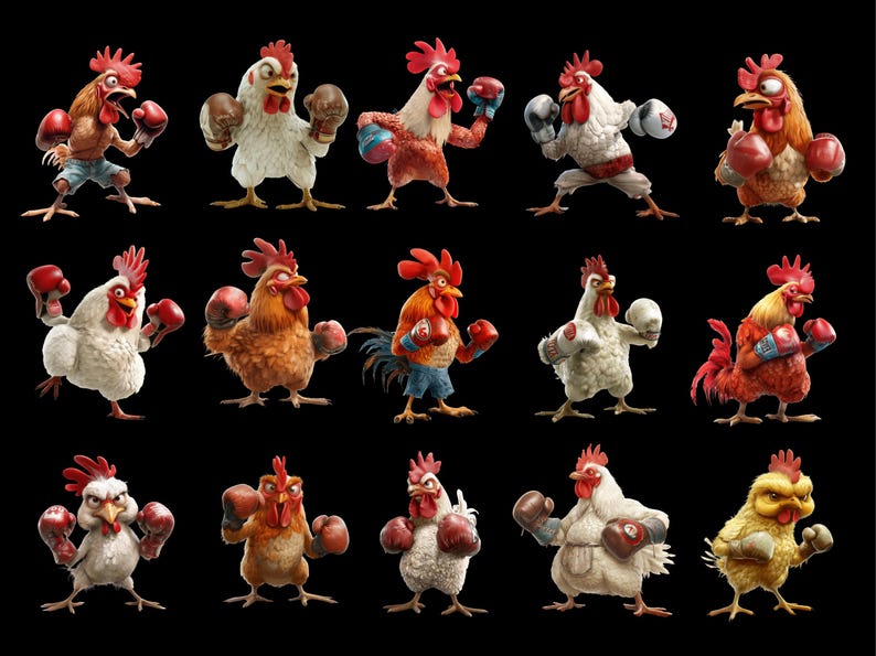 Funny Chicken Clipart Printable Collection Hilarious Boxing Hen Images ...