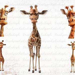 Funny Giraffe Clipart Bundle PNG Download, 300 DPI High Quality ...