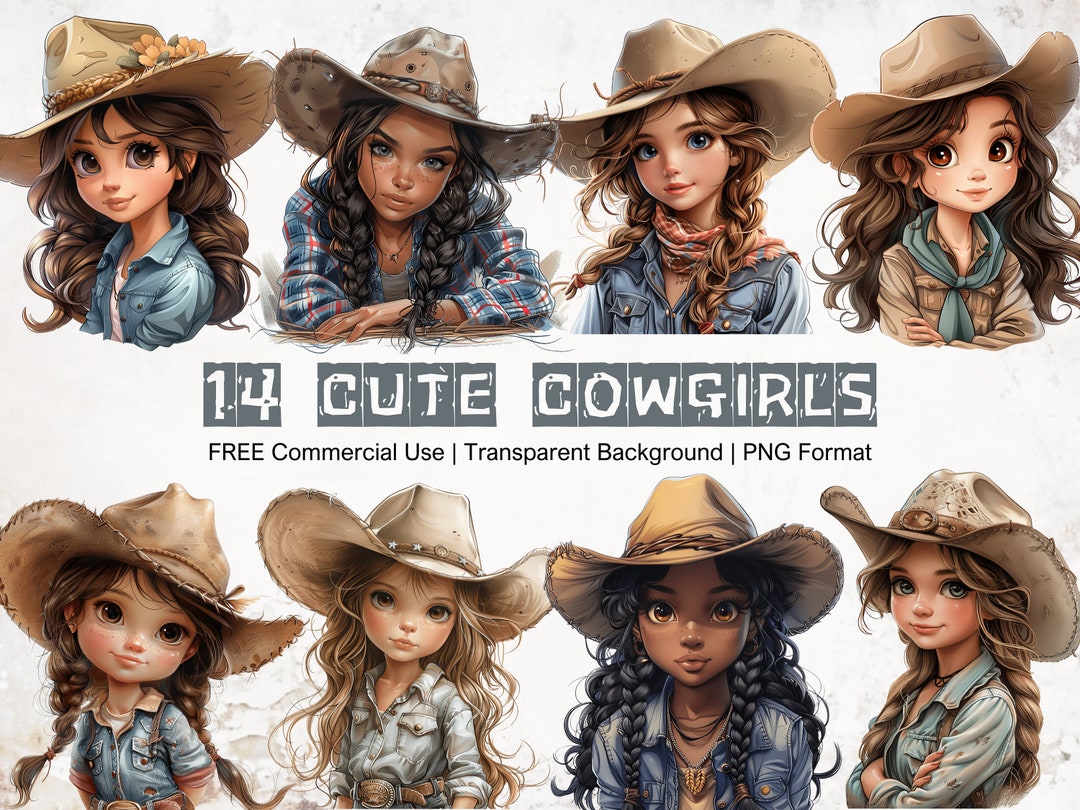 Cute Cowgirls Clipart Collection for Wild West Theme Birthday Party ...