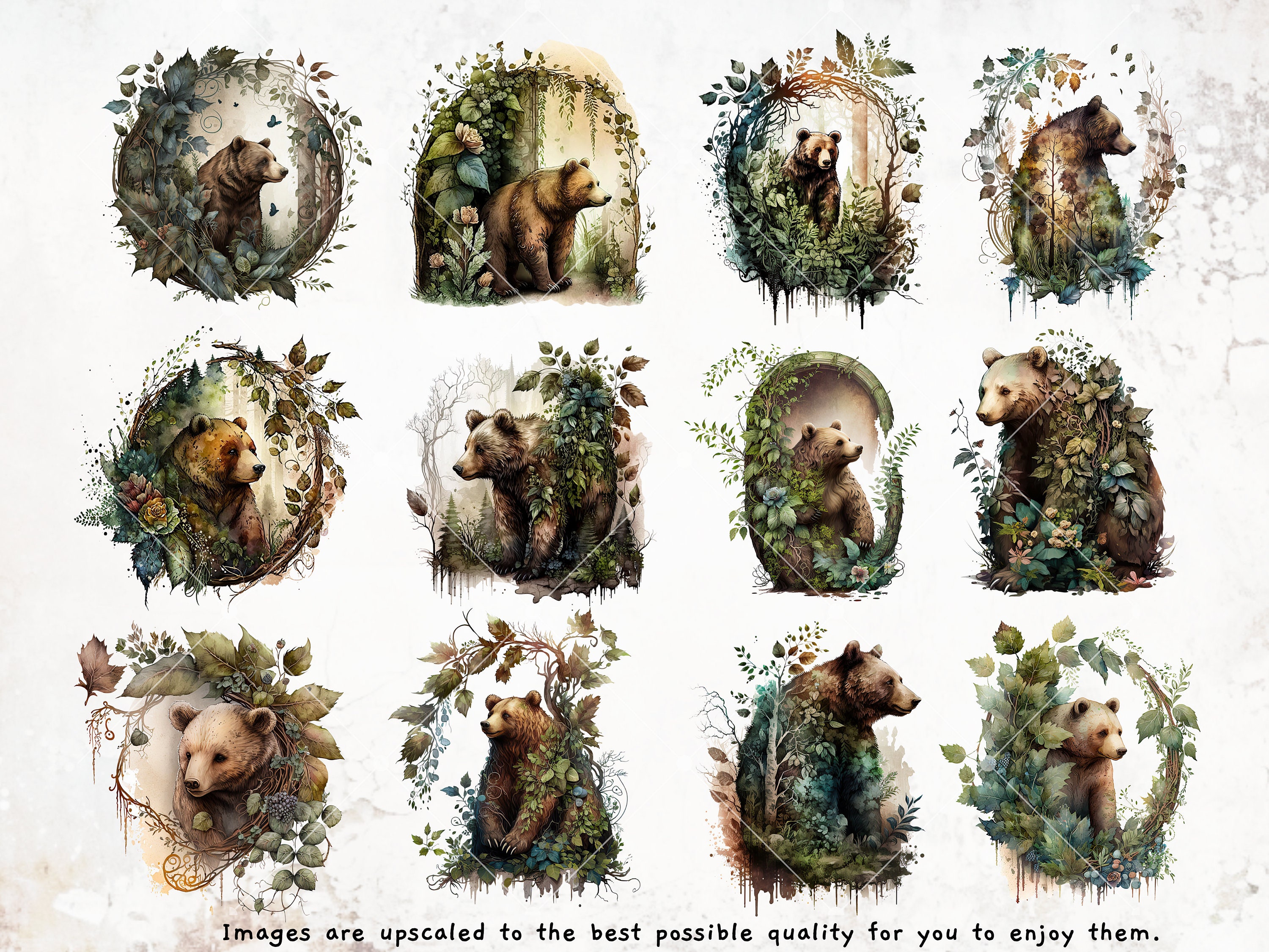 Forest Bear Watercolor Clipart, Enchanted Bears PNG, Nature Themed ...