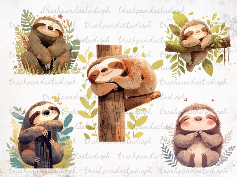 Sloth Clipart Transparent Background Graphics Printable Cute Sloth PNG ...