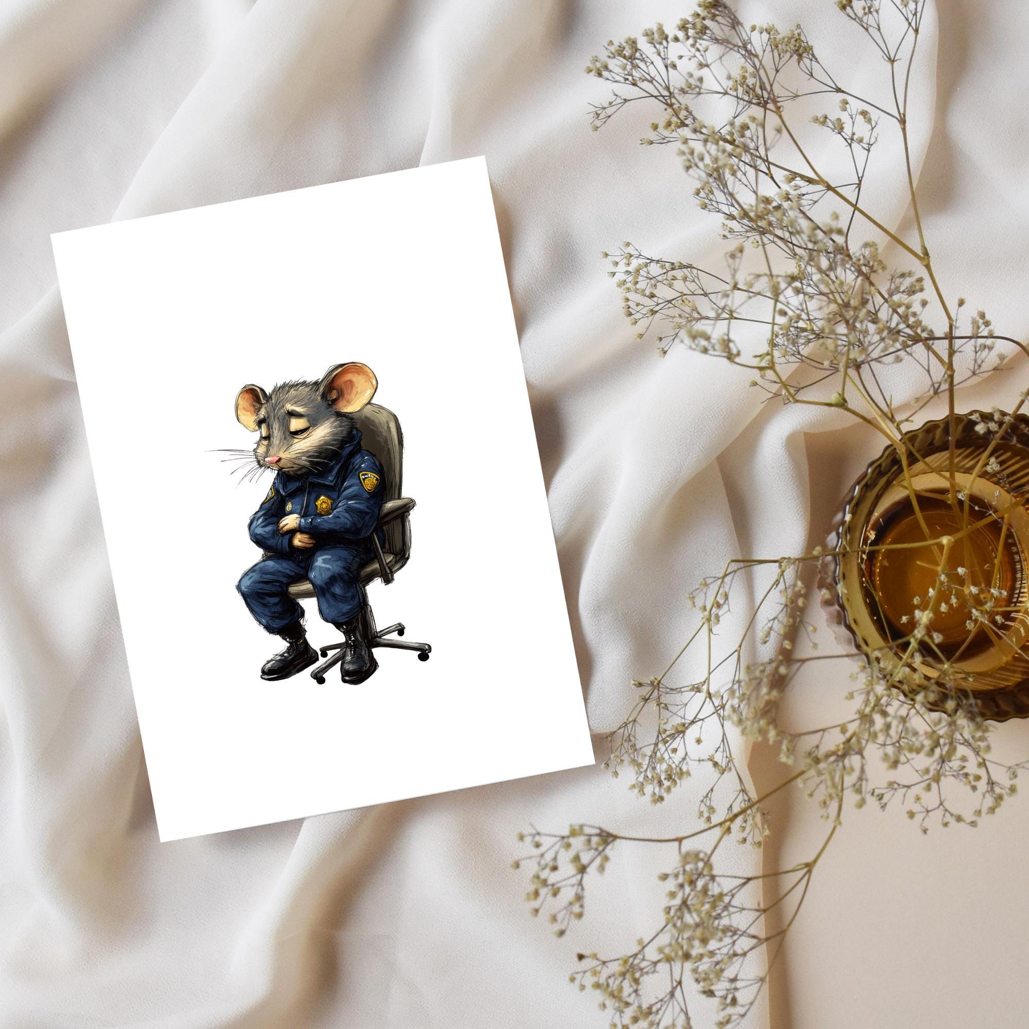 Funny Police Rat Clipart Comic Mouse Illustrations With Transparent ...