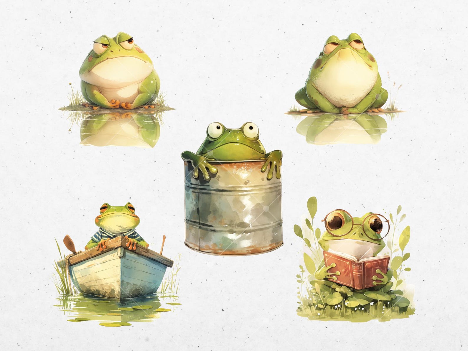 Funny Frogs Clipart Quirky Amphibian Illustrations With Transparent ...
