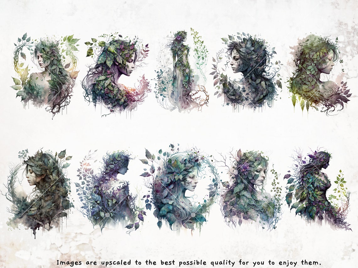 Enchanted Forest Woman Watercolor Clipart Bundle for Forest Themed ...