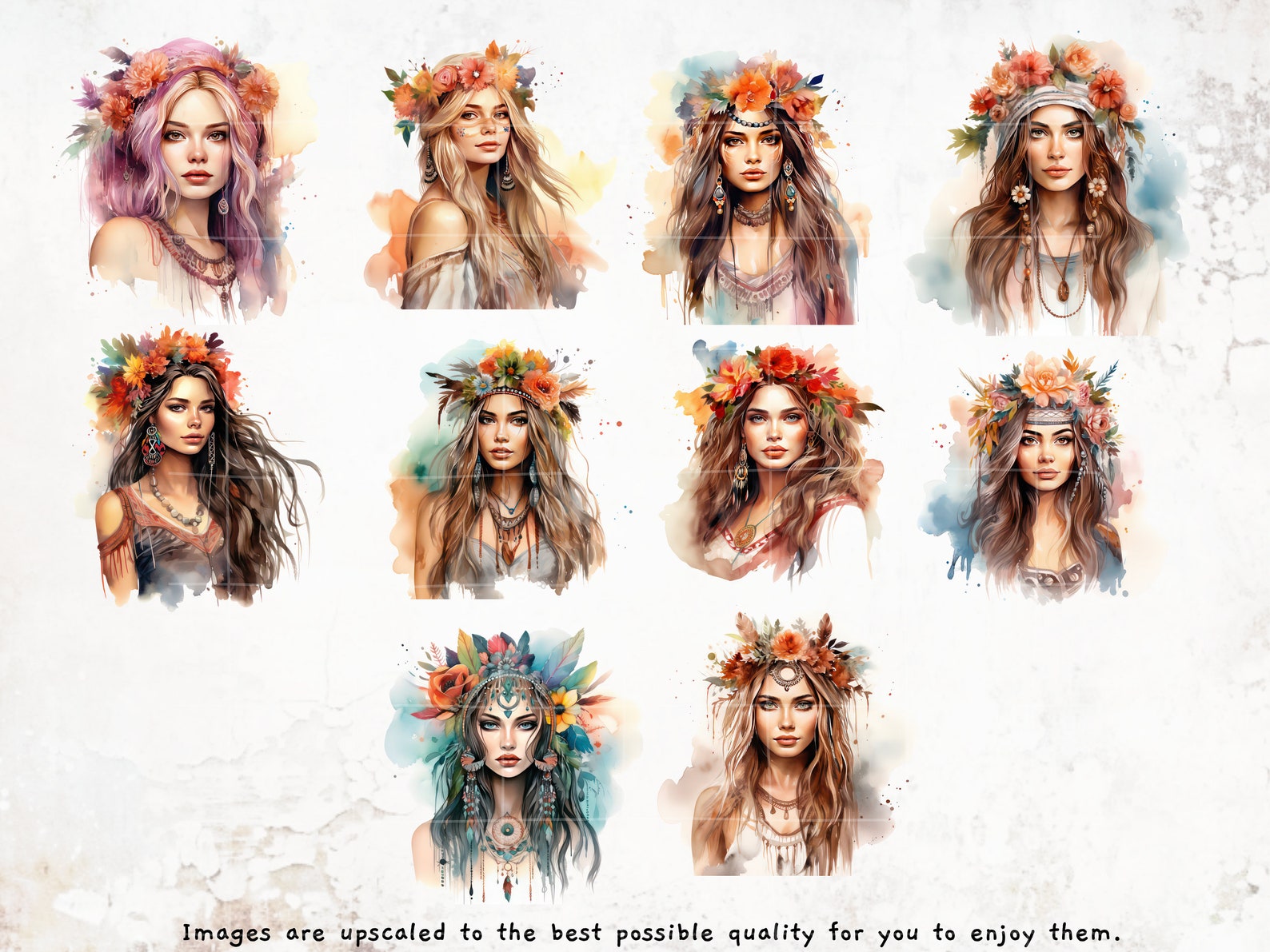 Watercolor Boho Woman Clipart Boho Lady Bohemian Themed - Etsy