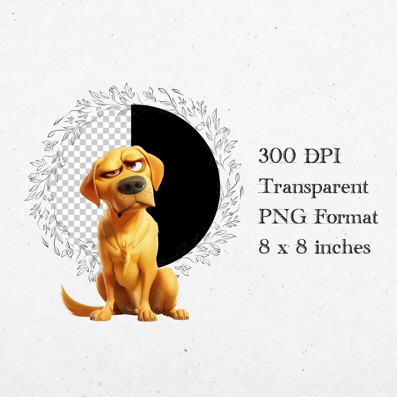 Quirky Yellow Labrador Retriever Clipart, Dog PNG Graphics, Funny ...