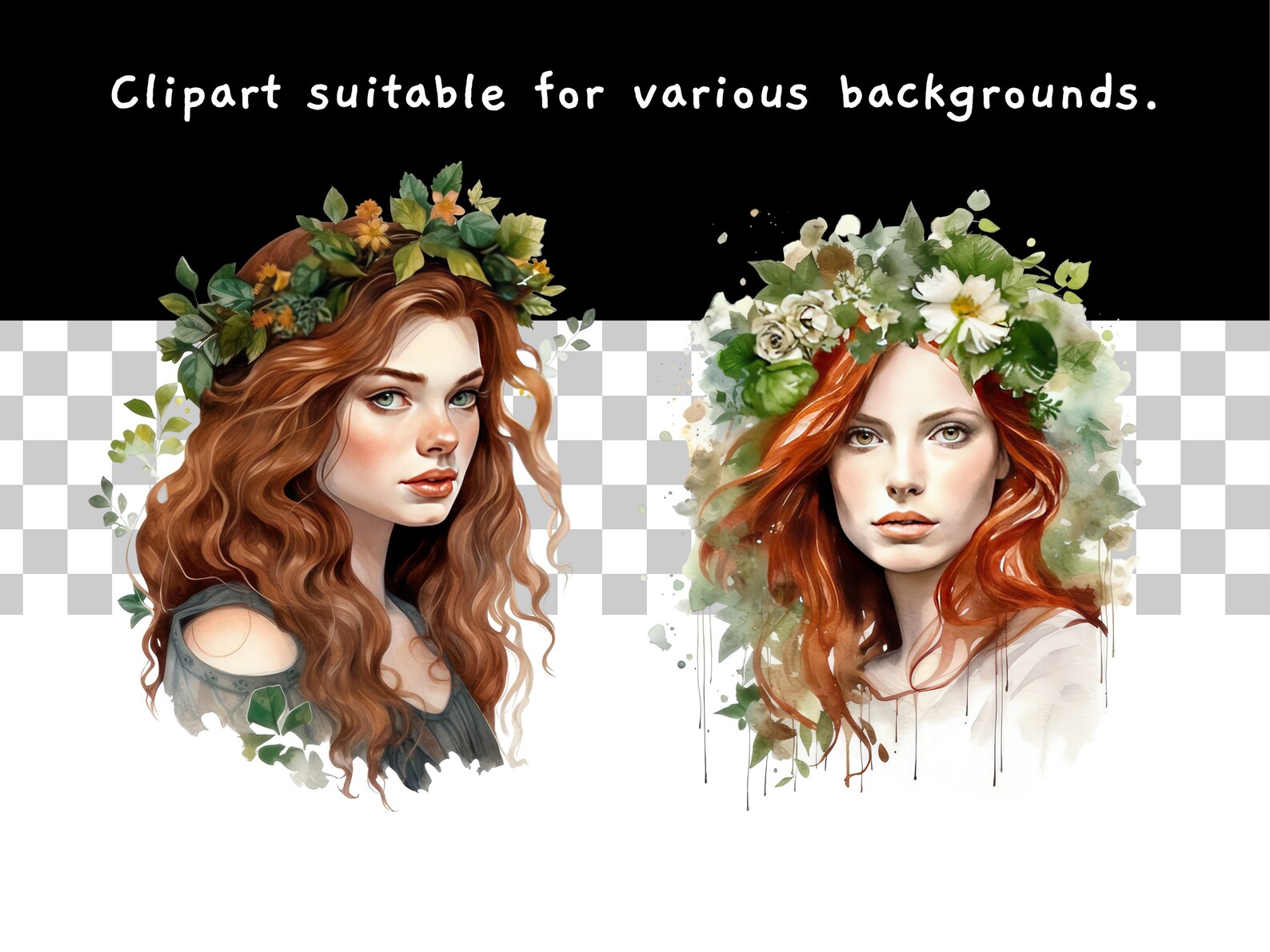 Irish Women Watercolor Clipart, Celtic Woman, Beautiful Irish Lady ...