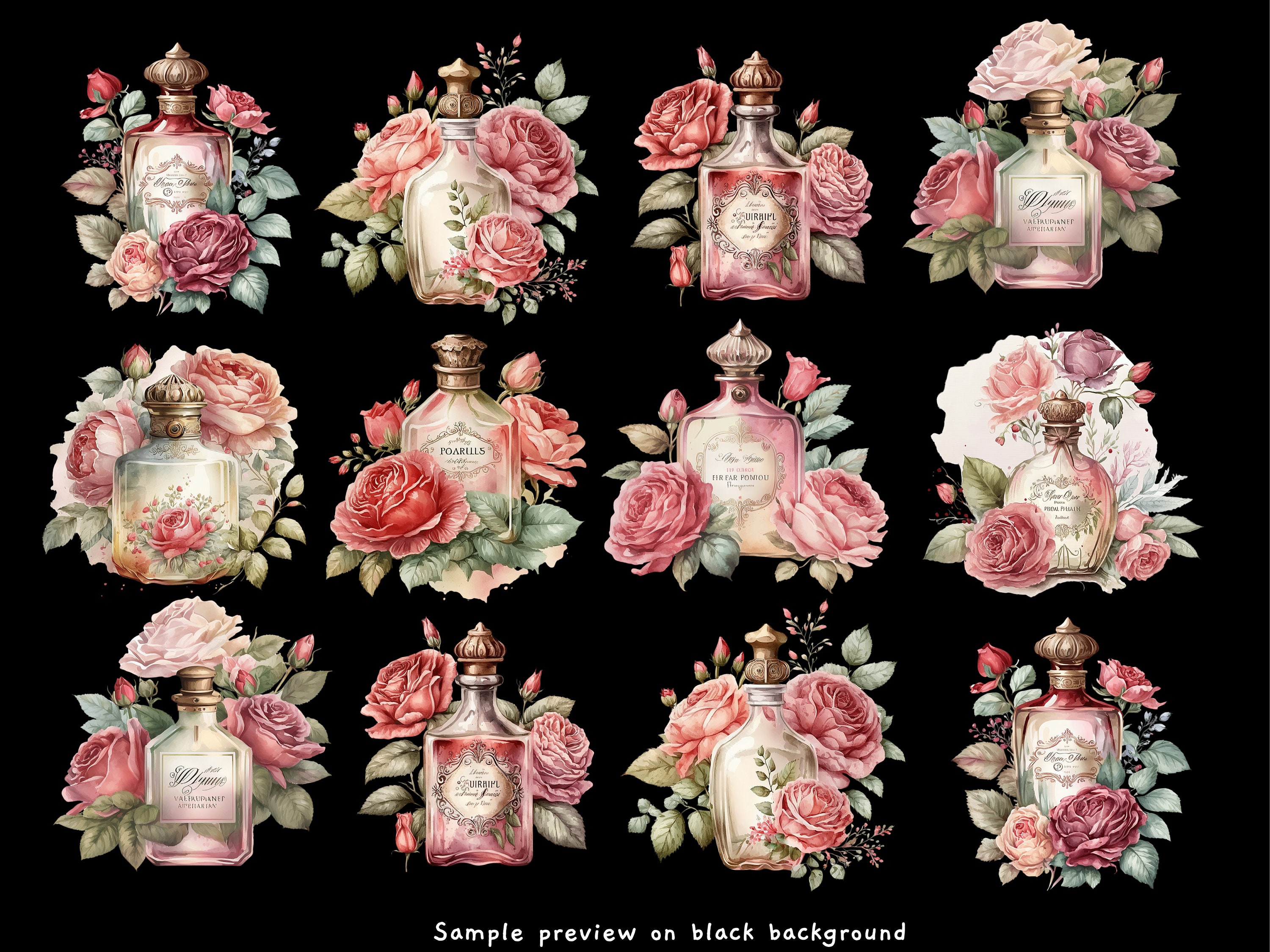Watercolor Perfume Bottles Clipart Collection PNG, Fragrance Bottles ...
