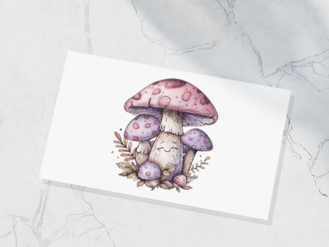 Purple Mushroom Clipart, Forest Plants Fantasy Graphics, Kawaii ...