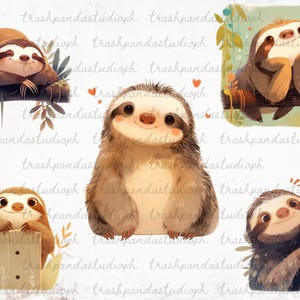 Sloth Clipart Transparent Background Graphics Printable Cute Sloth PNG ...