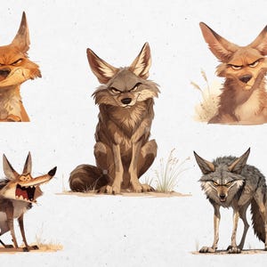 Quirky Coyote Clipart Funny Animal Graphics With Transparent Background ...