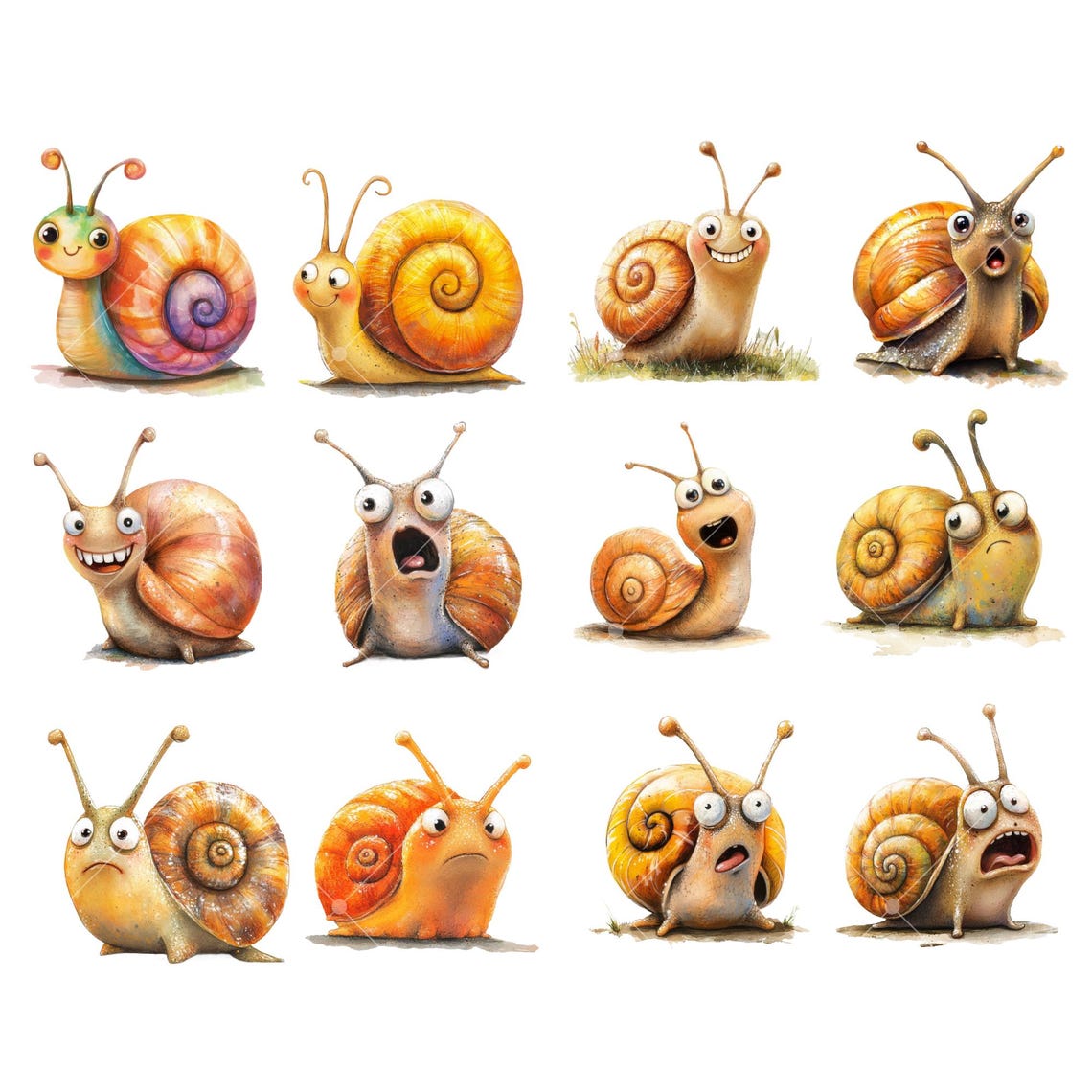 Quirky Snail Clipart Funny Graphics Humorous Illustrations in PNG ...