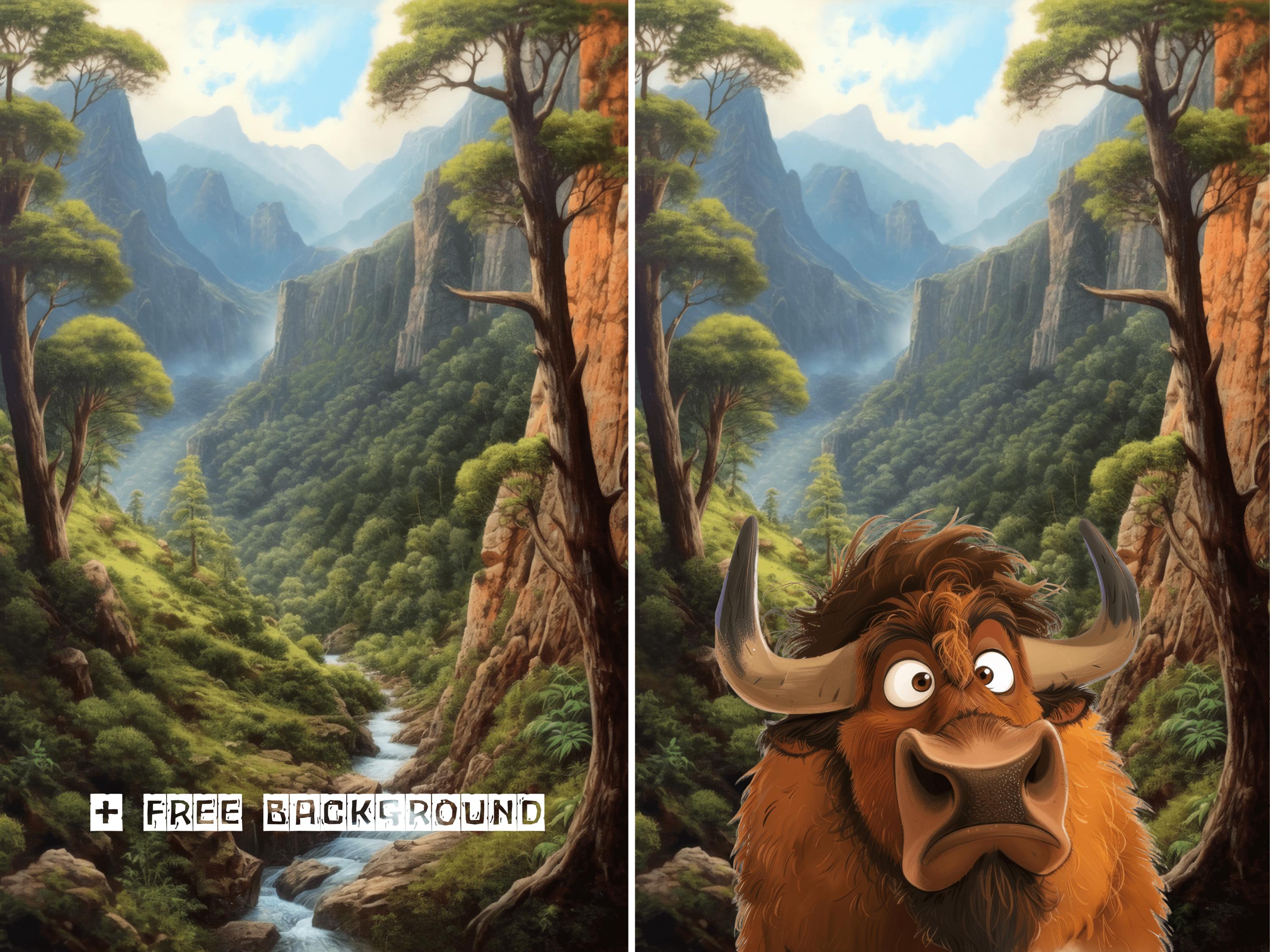 Quirky Bisons Cartoon Clipart Bundle, Funny Faces of a Bison Printable ...