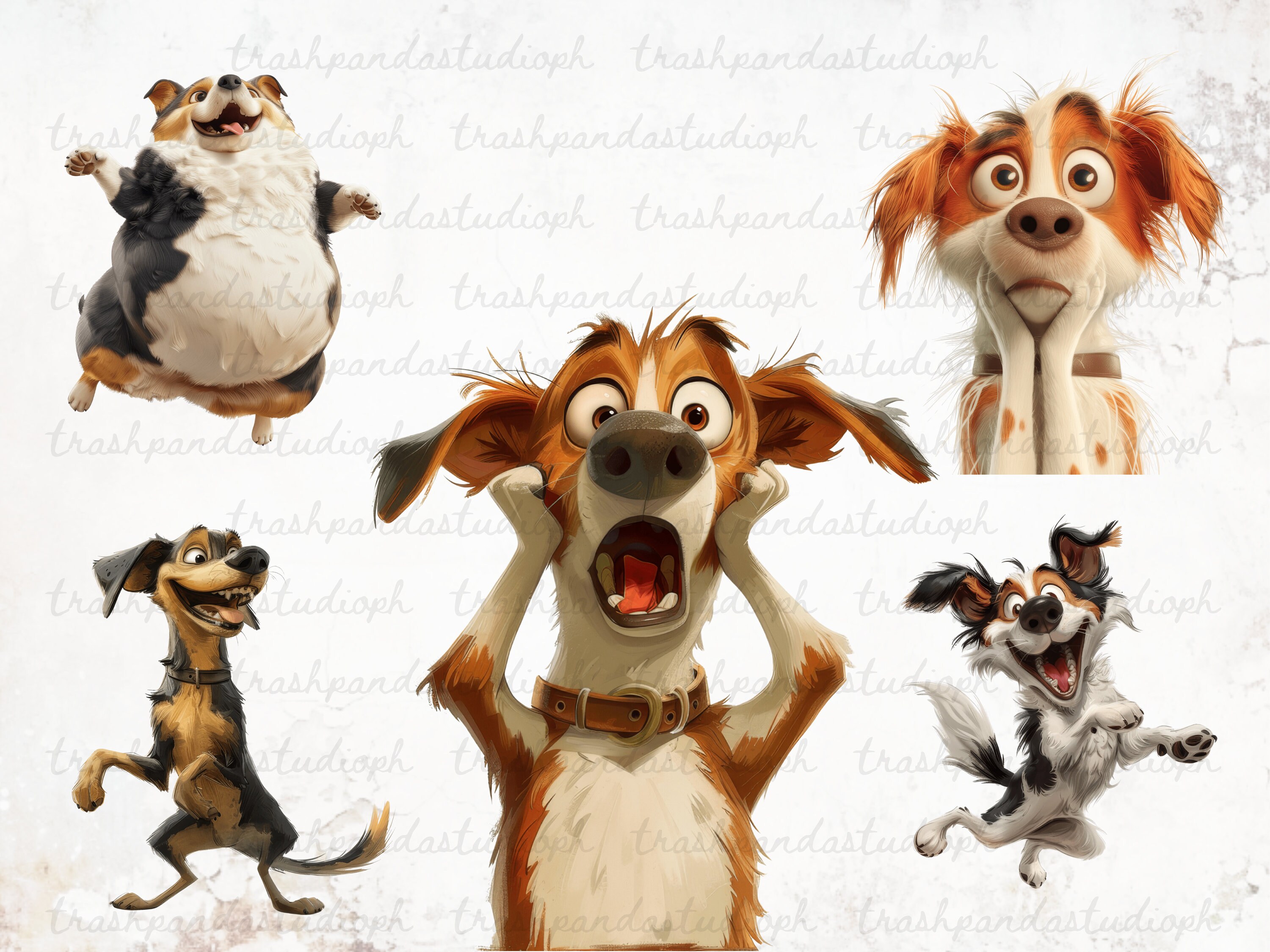 Quirky Dogs Clipart Bundle, Funny Puppies PNG, Hilarious Pet Graphics ...