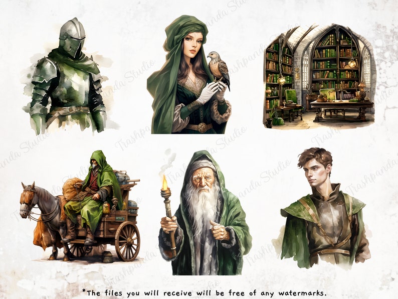 Medieval Watercolor Clipart Collection for Scrapbooking and Journaling ...