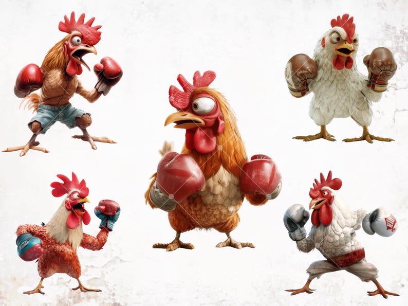 Funny Chicken Clipart Printable Collection Hilarious Boxing Hen Images ...