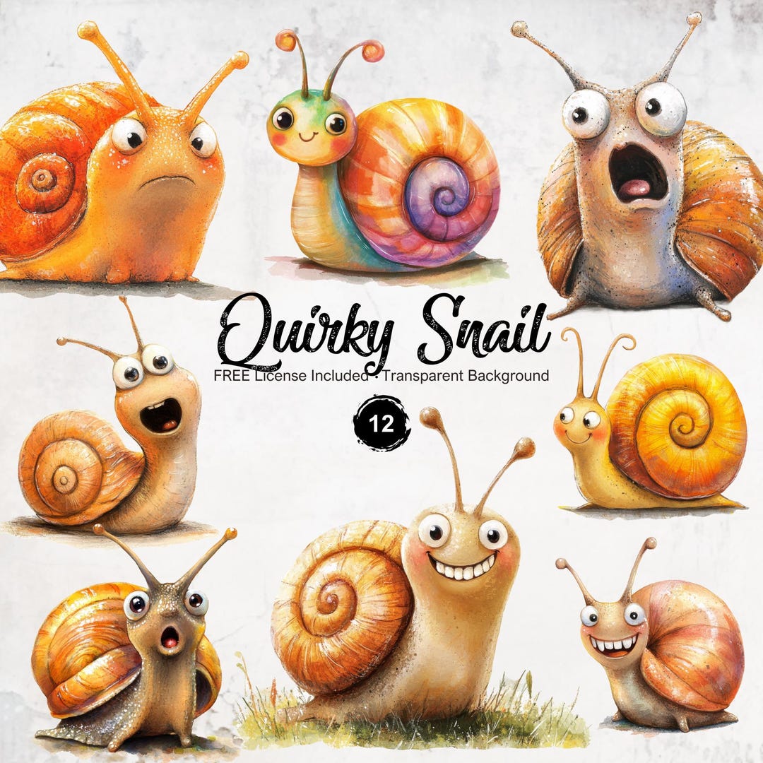 Quirky Snail Clipart Funny Graphics Humorous Illustrations in PNG ...