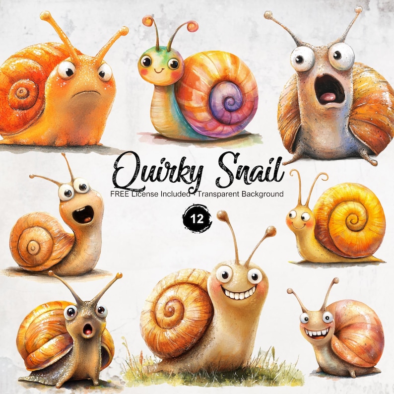 Quirky Snail Clipart Funny Graphics Humorous Illustrations in PNG ...