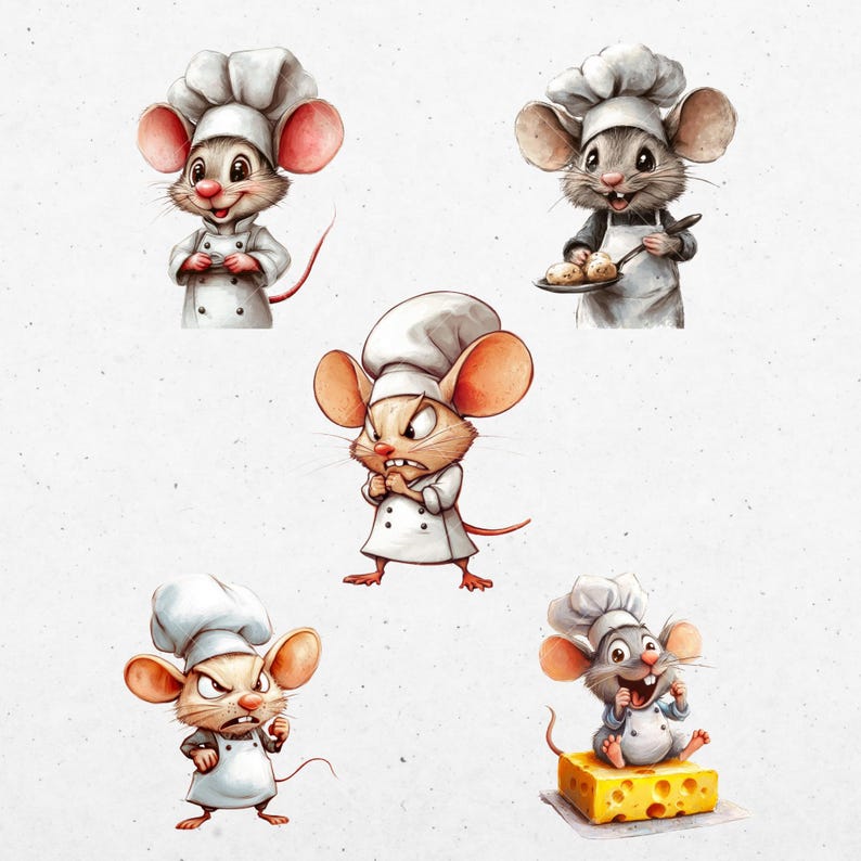 Quirky Chef Rat Clipart Humorous Rodent Graphics for Animal Themed ...