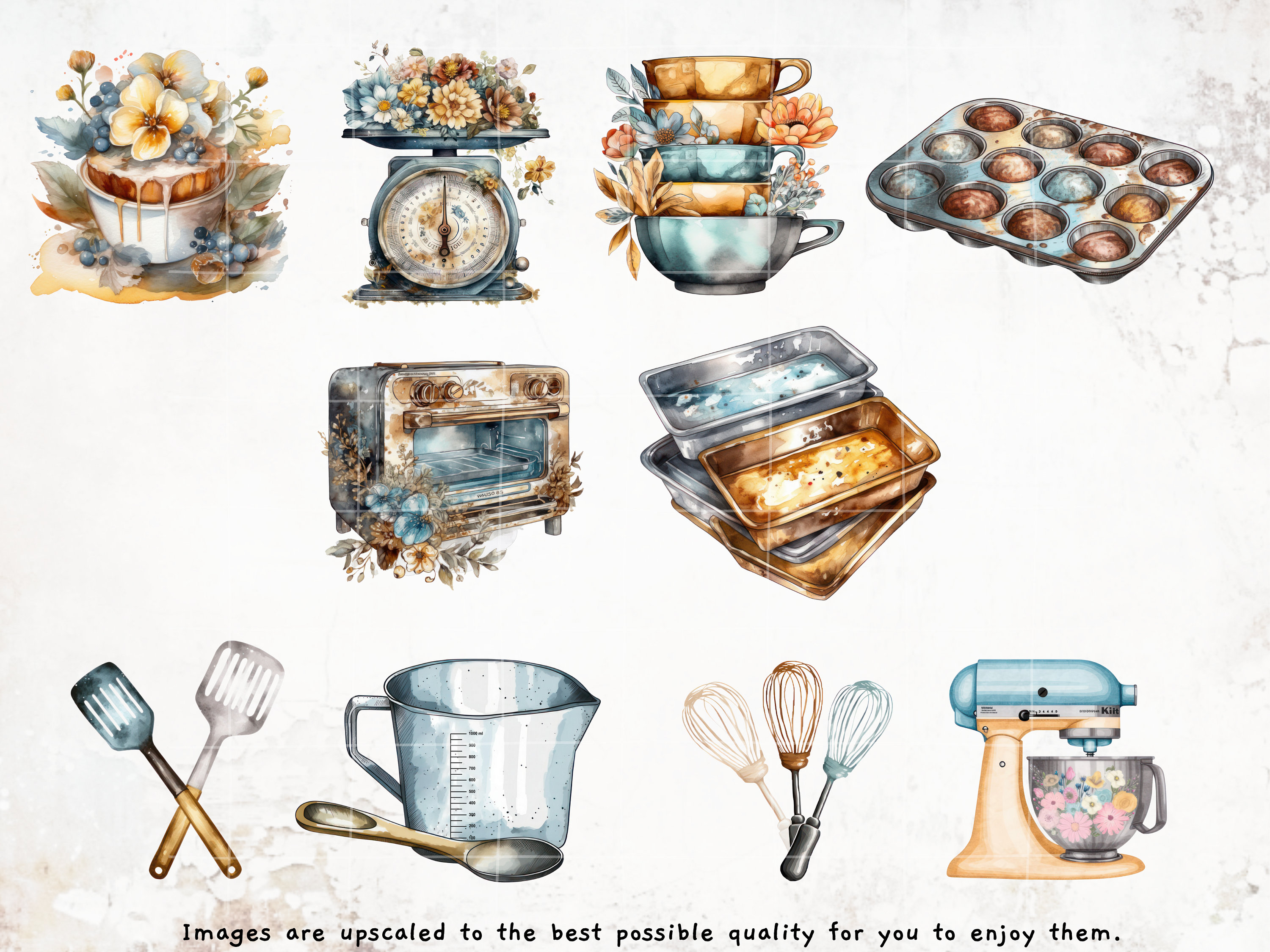 Baking Clipart Watercolor Bundle Transparent PNG File Baking - Etsy