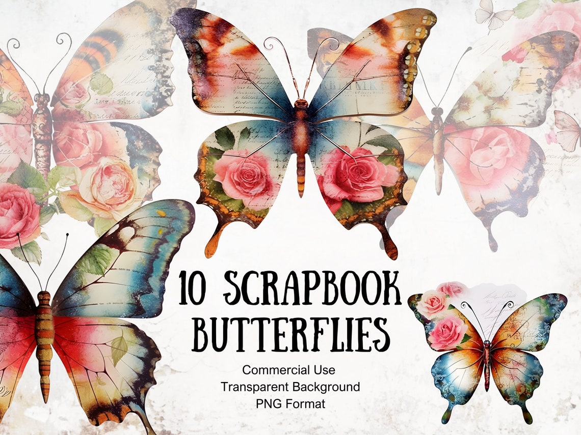 Vibrant Watercolor Butterfly Clipart for Scrapbooking and Crafts, High ...