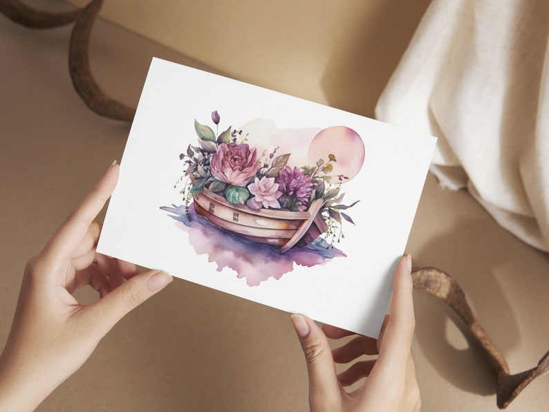 Watercolor Floral Boat Clipart, High Quality PNG, Instant Download ...