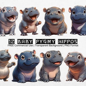 Bouncy Pygmy Hippo Clipart Cute Animal Moo Deng Trending Hippopotamus ...