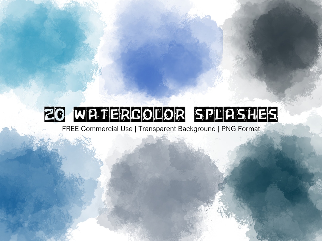 Watercolor Splash Bundle, Shade of Blue Graphic Elements, Paint ...