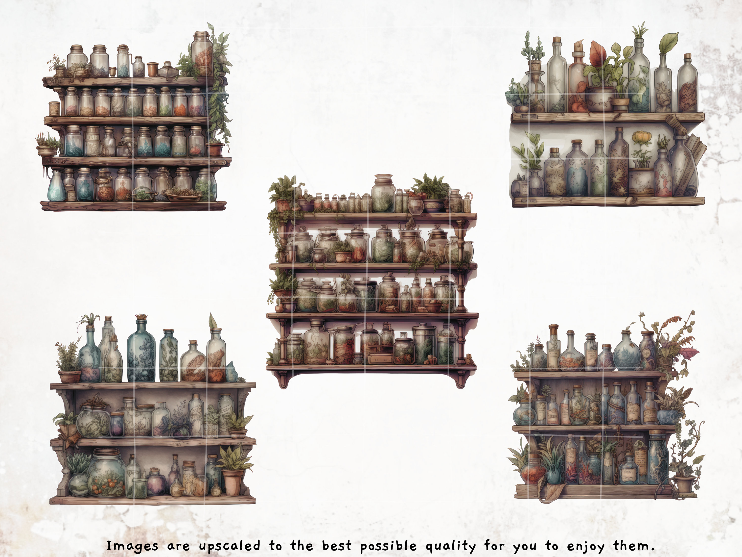 Fantasy Jar Shelves, Shelf Full of Jars, Transparent PNG, Junk Journal ...