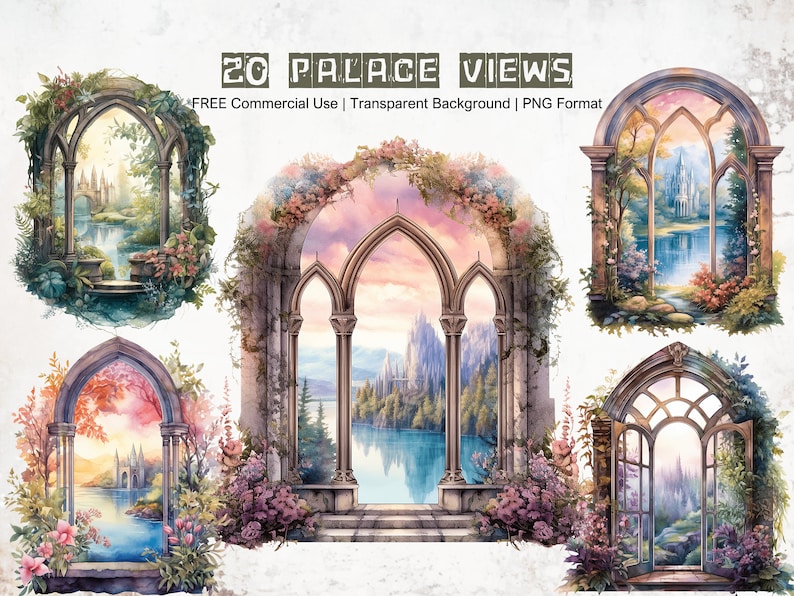 Fantasy Castle Window Watercolor Clipart, Whimsical Window, Fantasy ...