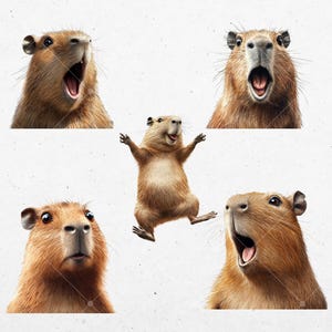Quirky Capybara Clipart Rodent Funny Illustrations Humorous Animal ...