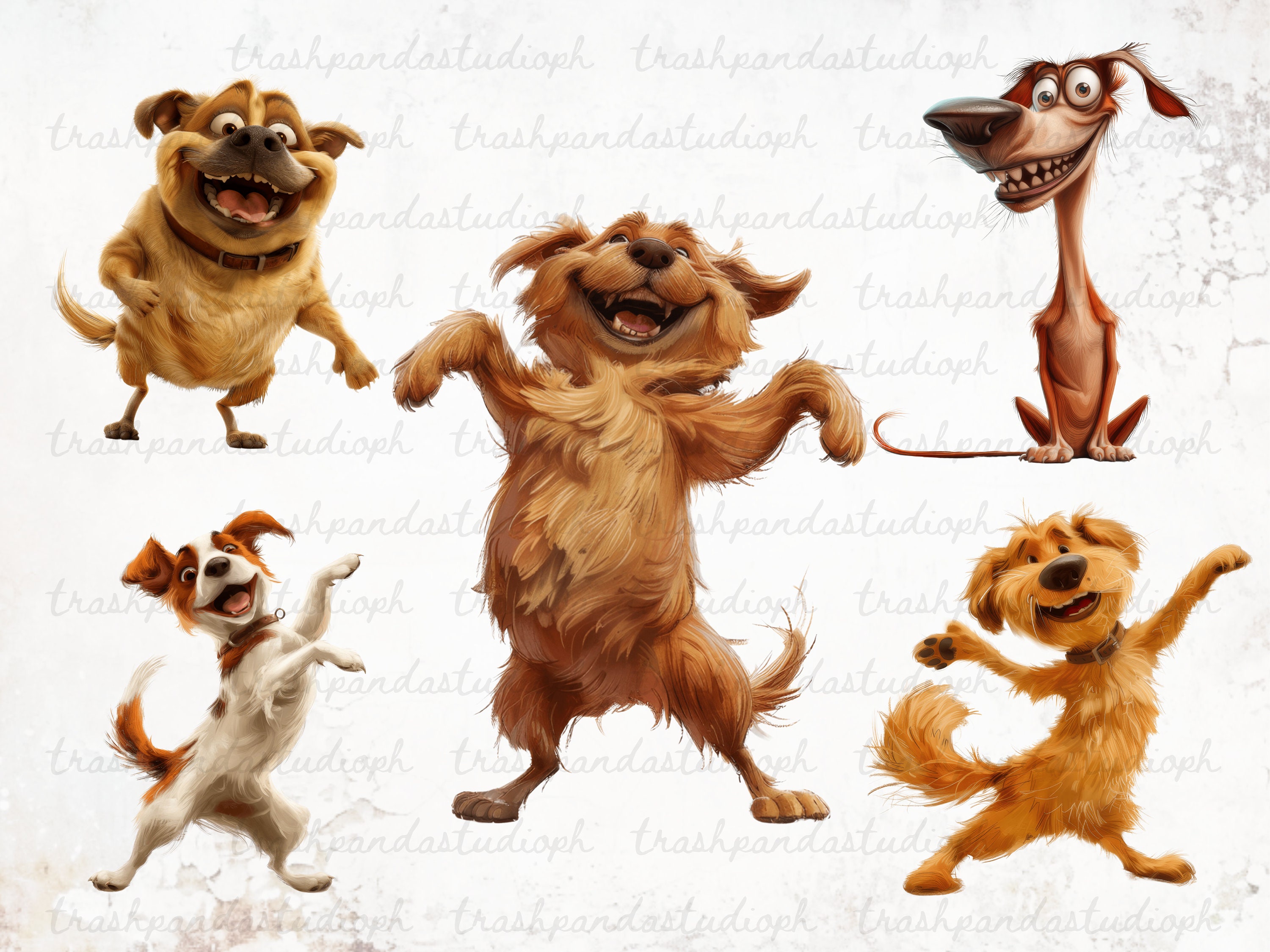 Quirky Dogs Clipart Bundle, Funny Puppies PNG, Hilarious Pet Graphics ...