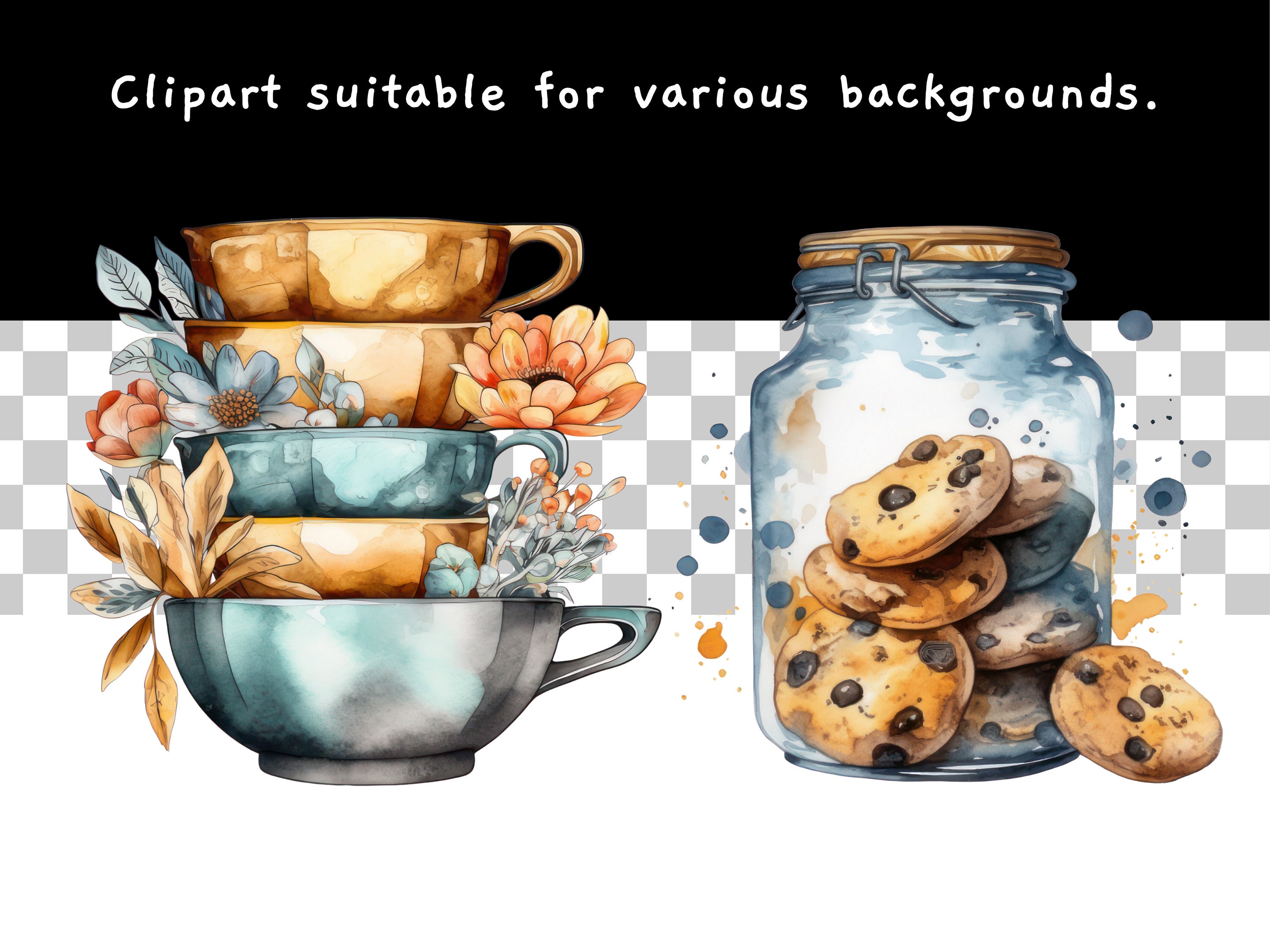 Baking Clipart Watercolor Bundle Transparent PNG File Baking - Etsy