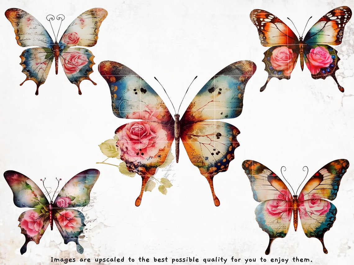 Vibrant Watercolor Butterfly Clipart for Scrapbooking and Crafts, High ...