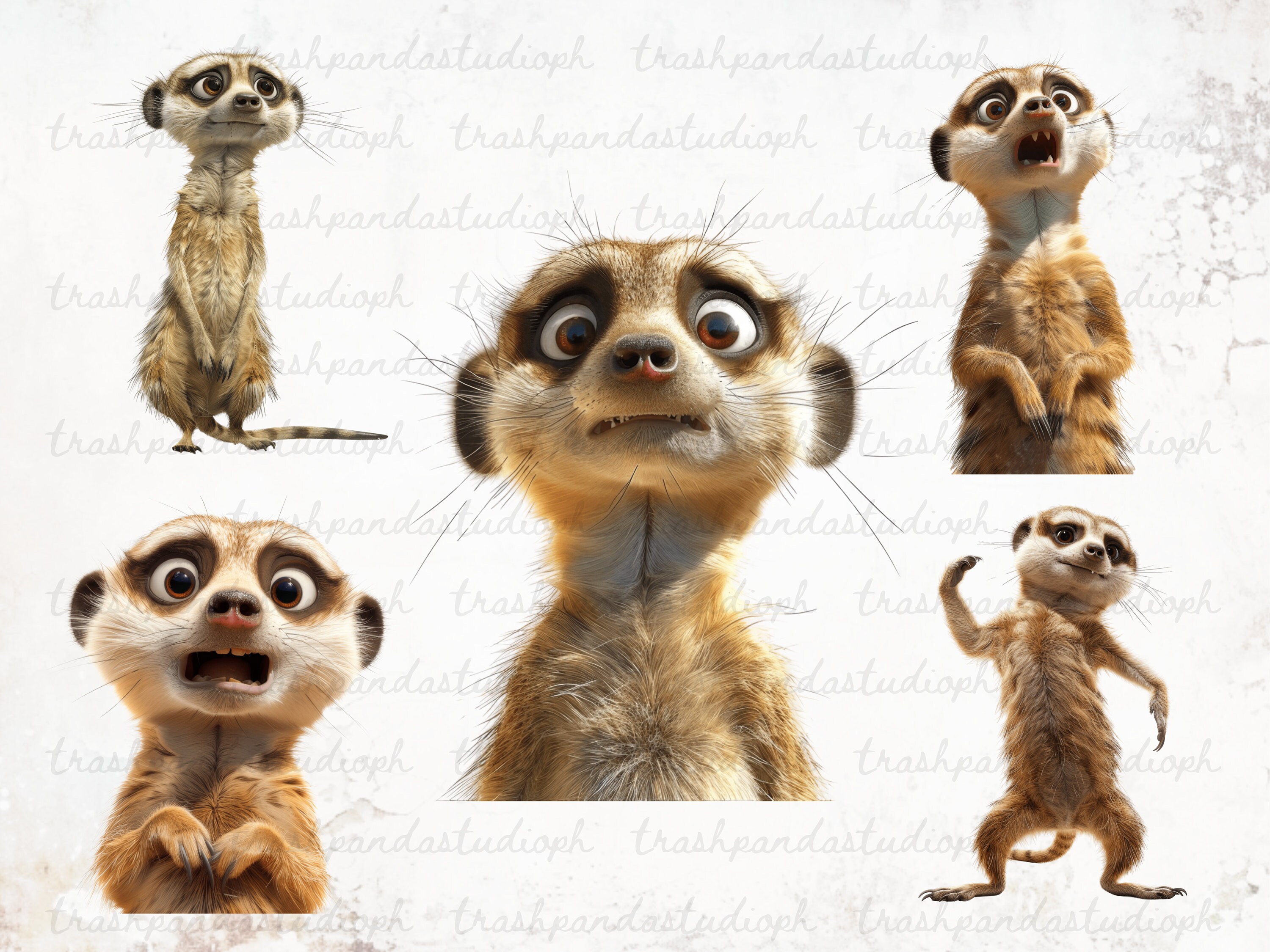 Quirky Meerkats Clipart Bundle of Whimsical Animal Funny Meerkats ...