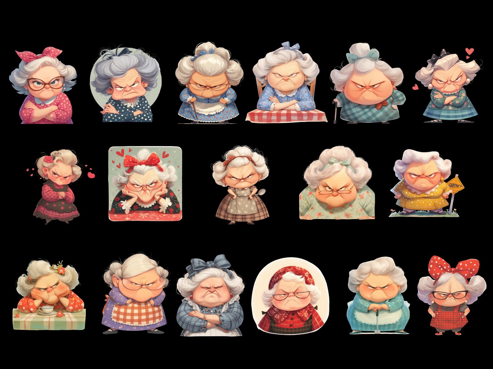 Grandma Clipart Transparent Background Printable Grumpy Grannies PNG ...