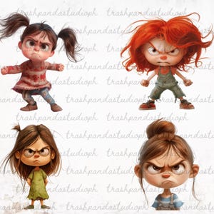 Grumpy Girl Clipart: Cartoon PNG Graphics (digital Download) - Etsy