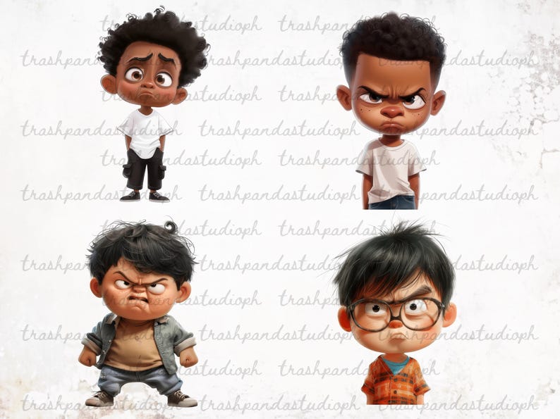 Grumpy Boy Clipart: Cartoon PNG Graphics (digital Download) - Etsy