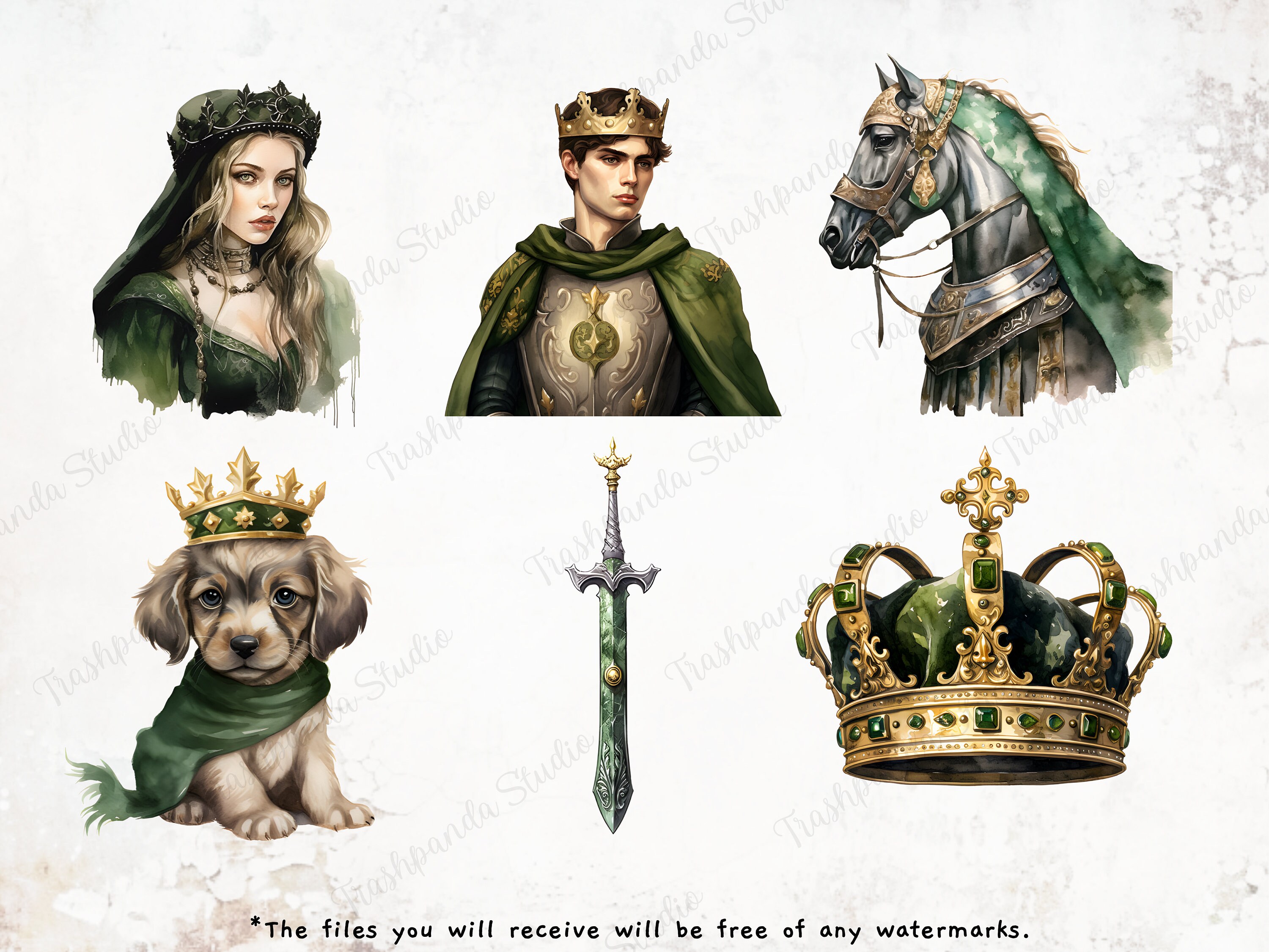 Medieval Watercolor Clipart: 25 PNG Files, Scrapbooking & Journaling ...